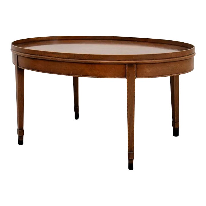 Federal Style Mahogany Oval Low Table | Chairish