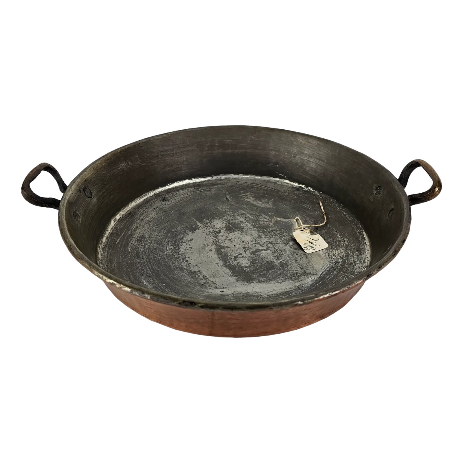 Antique 19th Hammered Solid Copper Pan Brass Handle Tin Lined 19th C ...