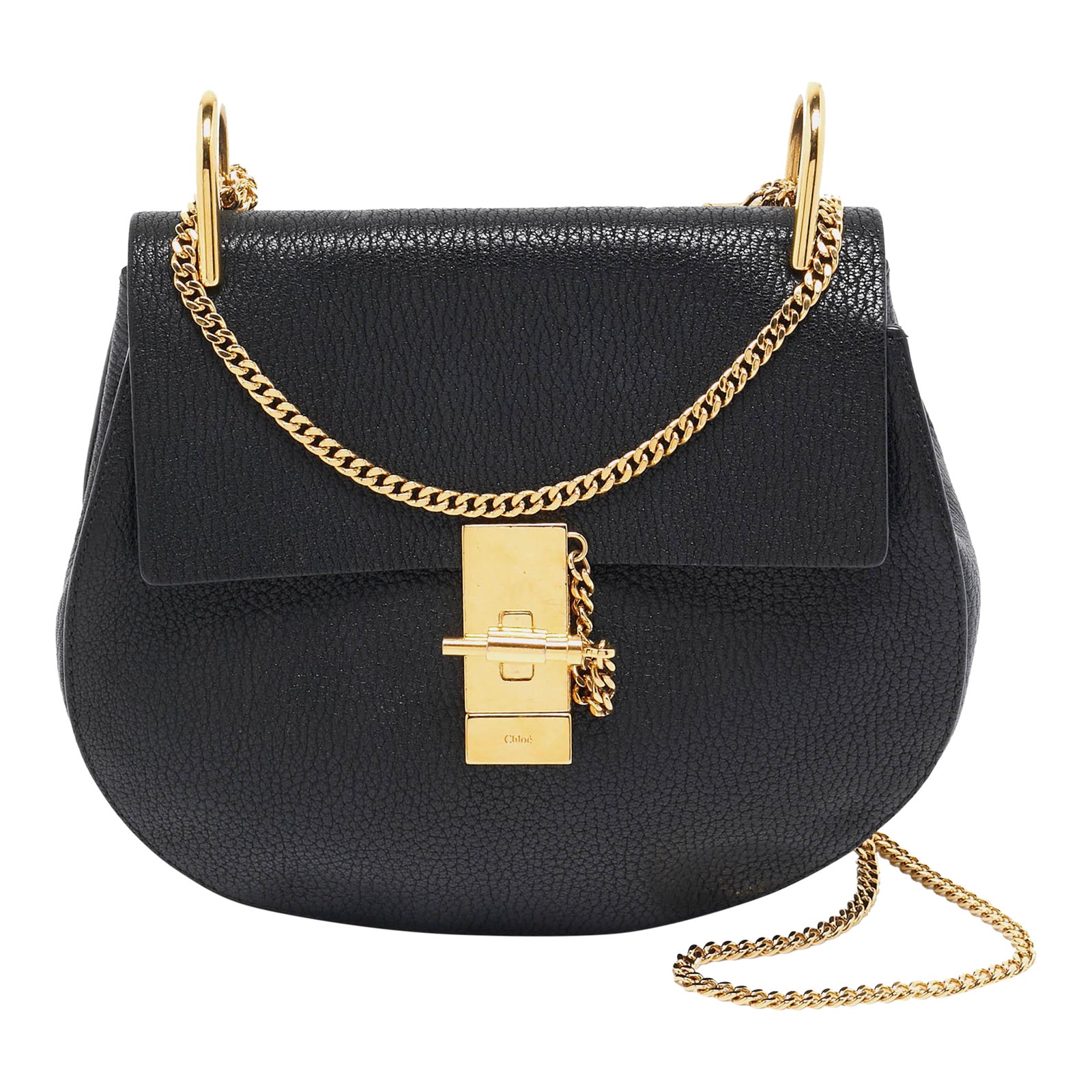 Chloe Black Leather Medium Drew Shoulder Bag | Chairish