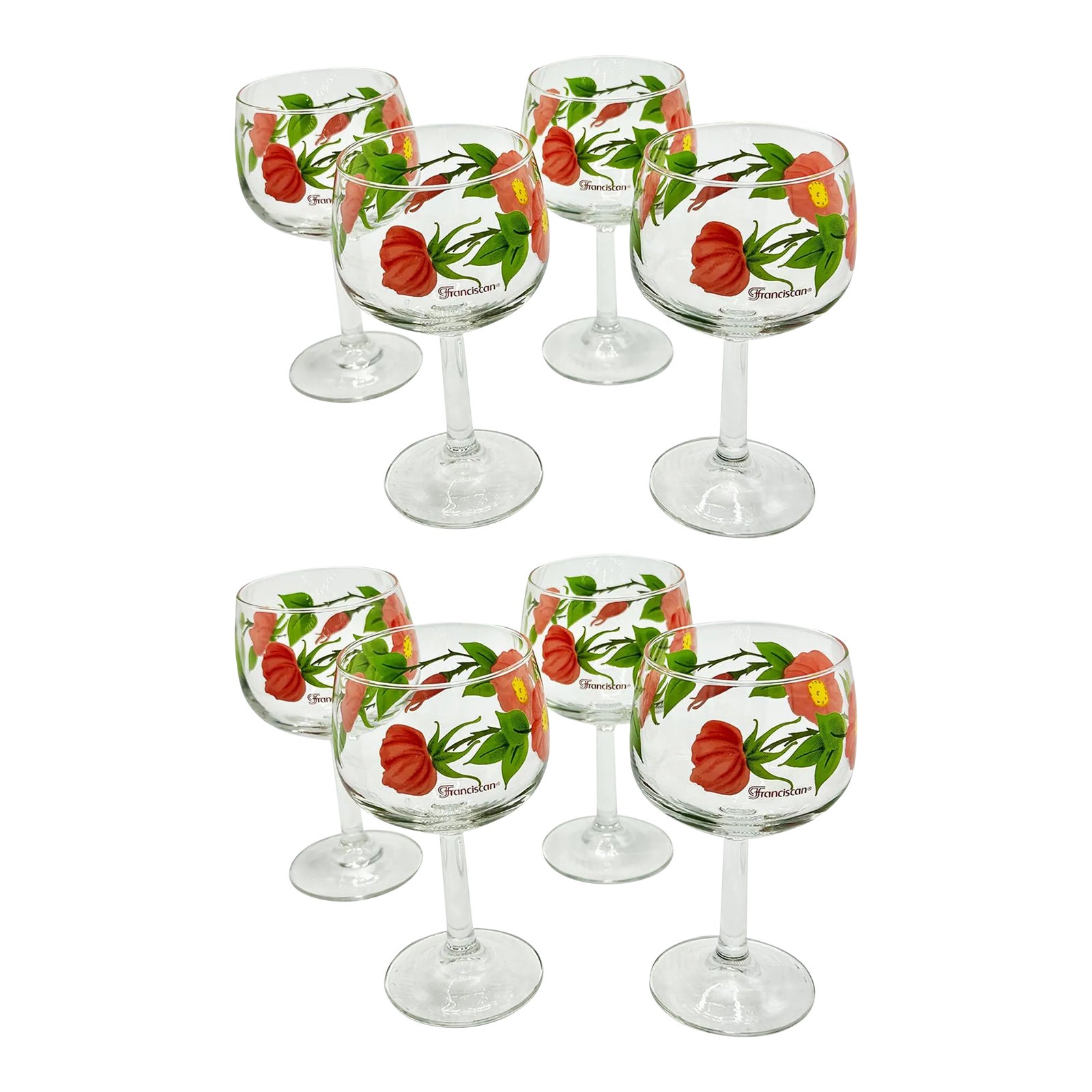 Franciscan Desert Rose Stem Glasses - Set of 8 | Chairish