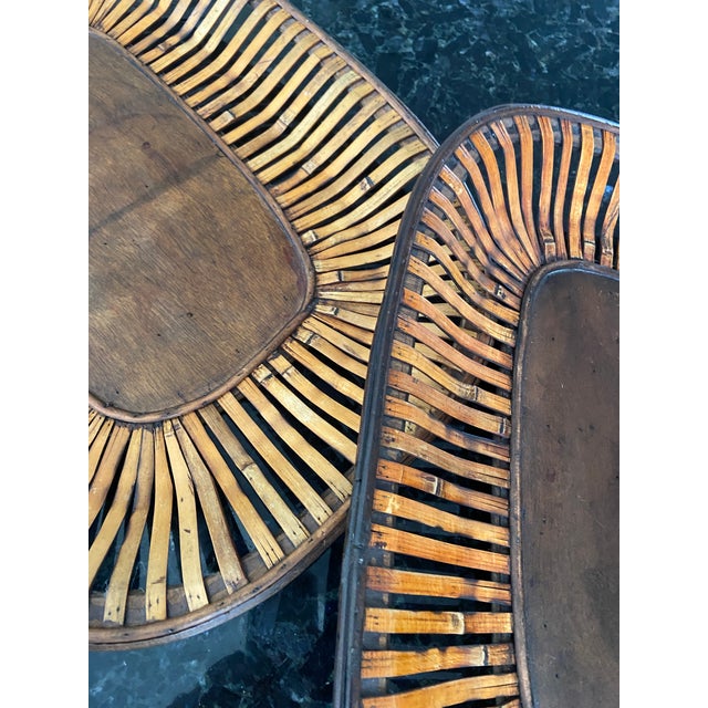 Organic Modern Split Reed Bamboo Basket Trays ~ Set of 2 | Chairish