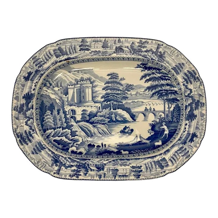 Antique Riley Blue & White Platter Circa 1802-1828 | Chairish