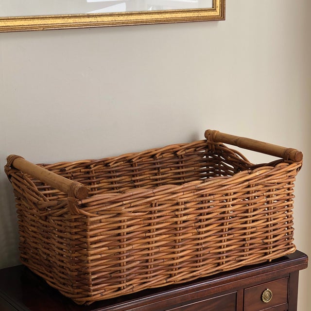 Vintage French Country-Style Wicker Storage Basket | Chairish