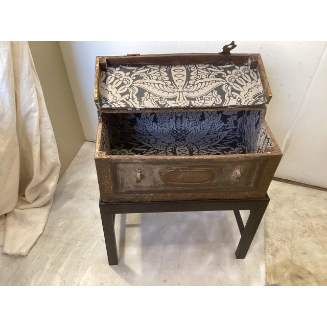 Antique Indian Metal Clad Box on Ebony Stand | Chairish