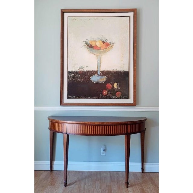 Federal Style Mahogany Demi Lune Console Table by Ethan Allen | Chairish