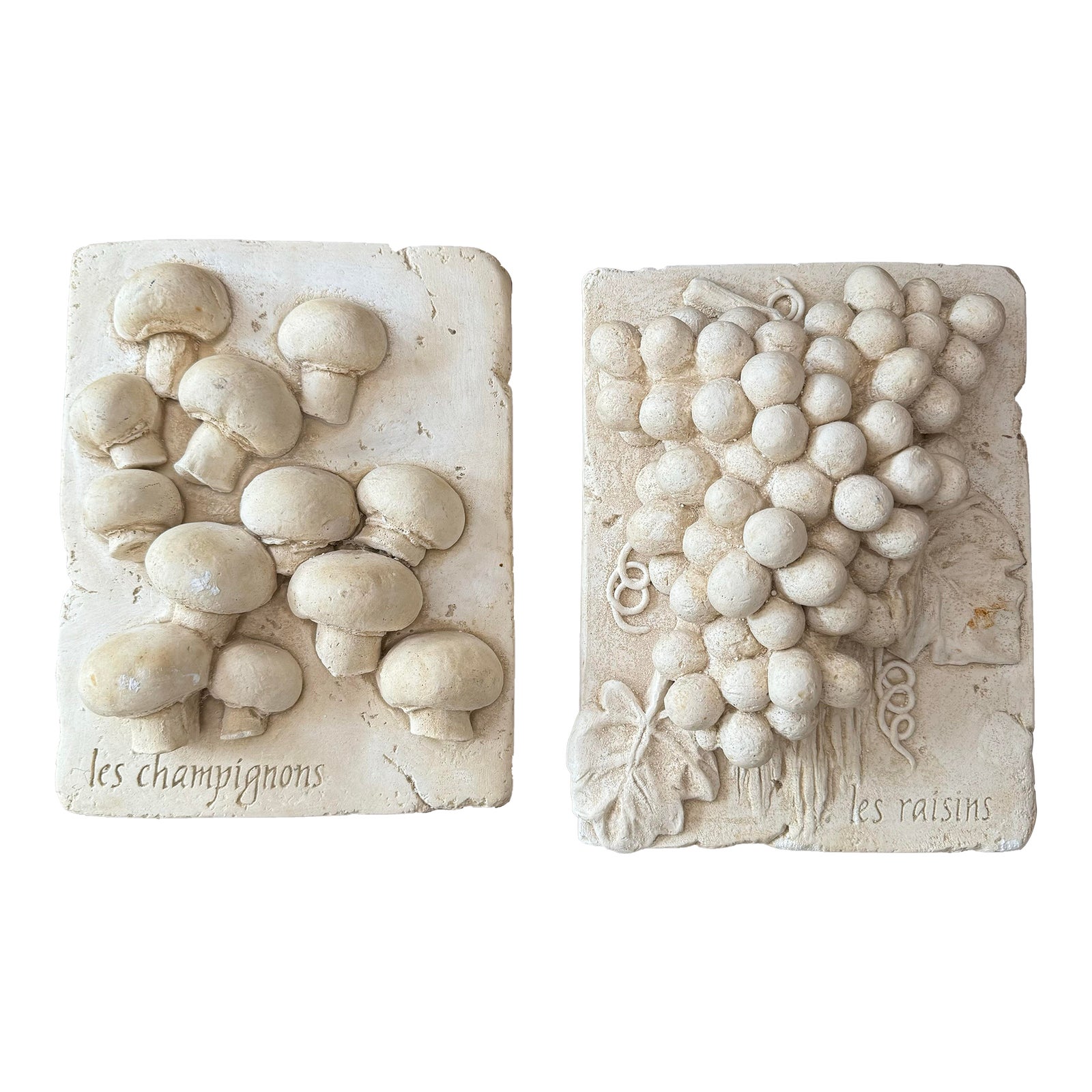 French Provencal Plaster Wall Plaque, Pair | Chairish