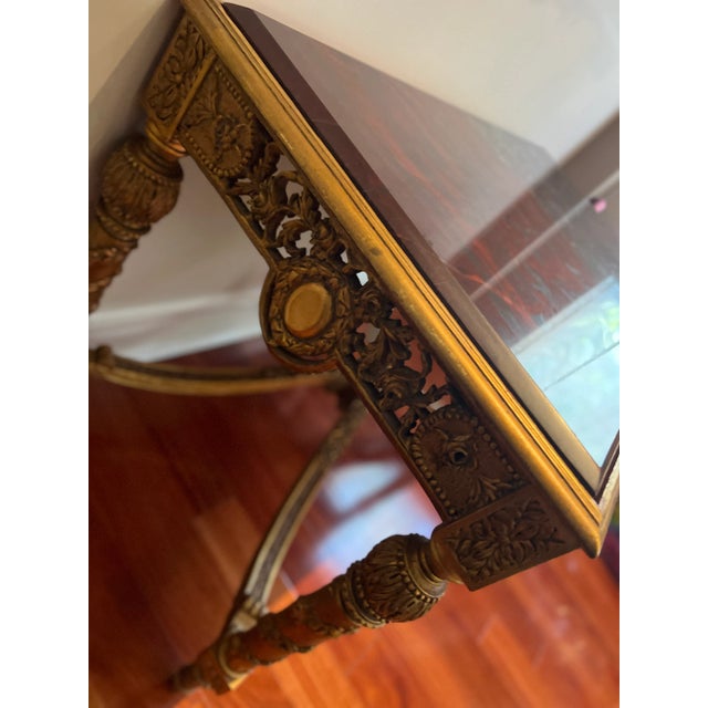 1990s Vintage Rococo Italian Gold Wood Granite Console Table | Chairish
