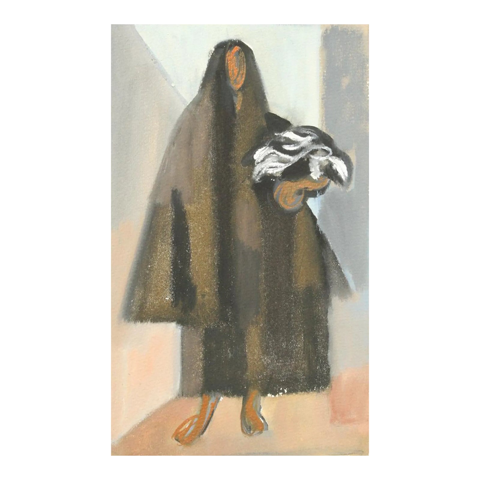 A Small, Ca. 1948, Gouache on Paper, Image of a Robed Figure by Andre ...