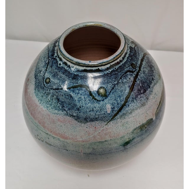 Vintage Handmade Ceramic Round Vase | Chairish