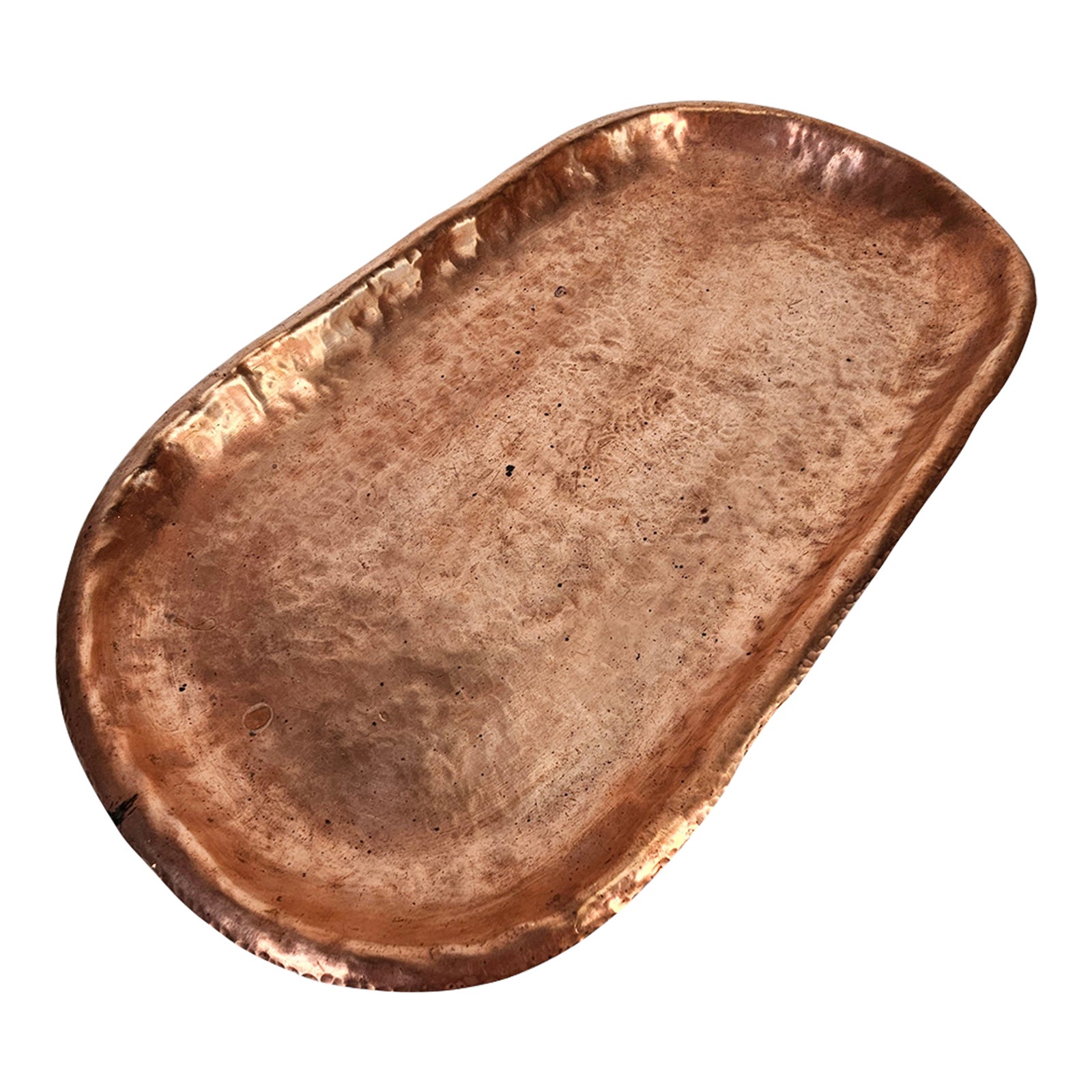 Hammered Copper Platter Oval Serving Dish | Chairish