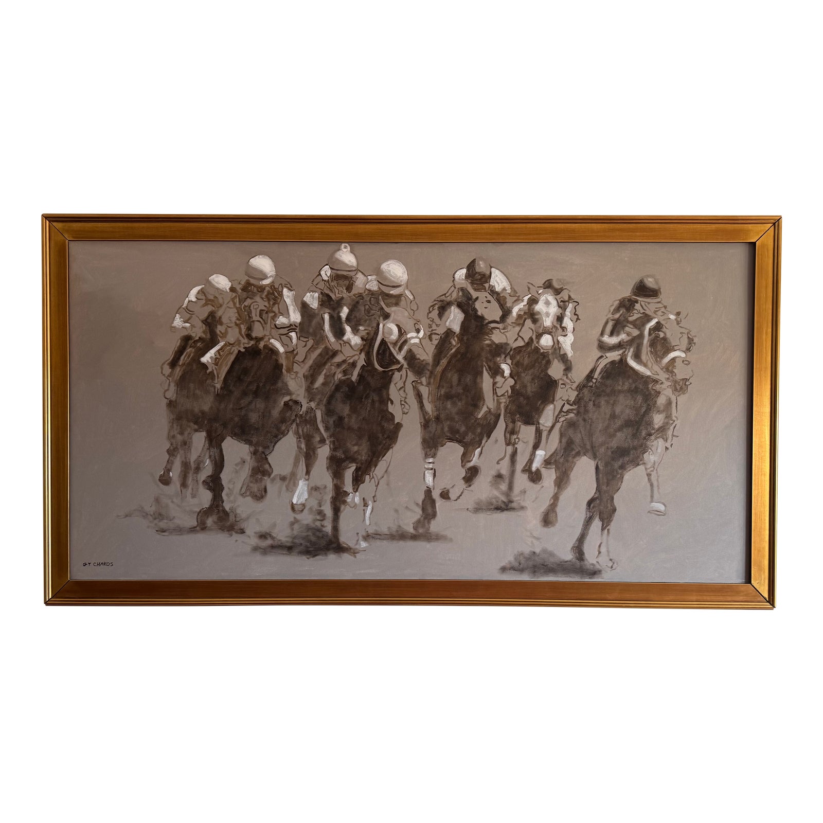 Chicago Artist George T. Chakos Oil on Canvas "Bounding Home" | Chairish