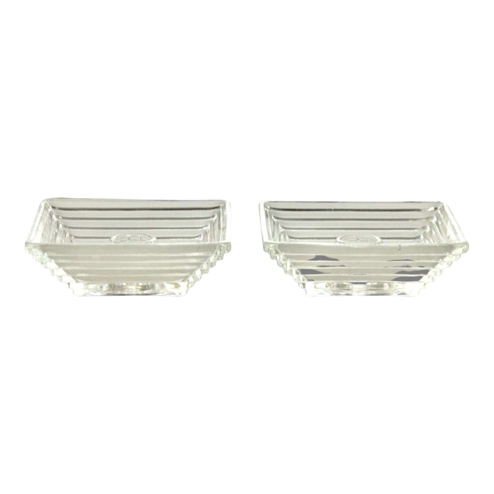 Ribbed Optic Glass Candle Holders - a Pair | Chairish