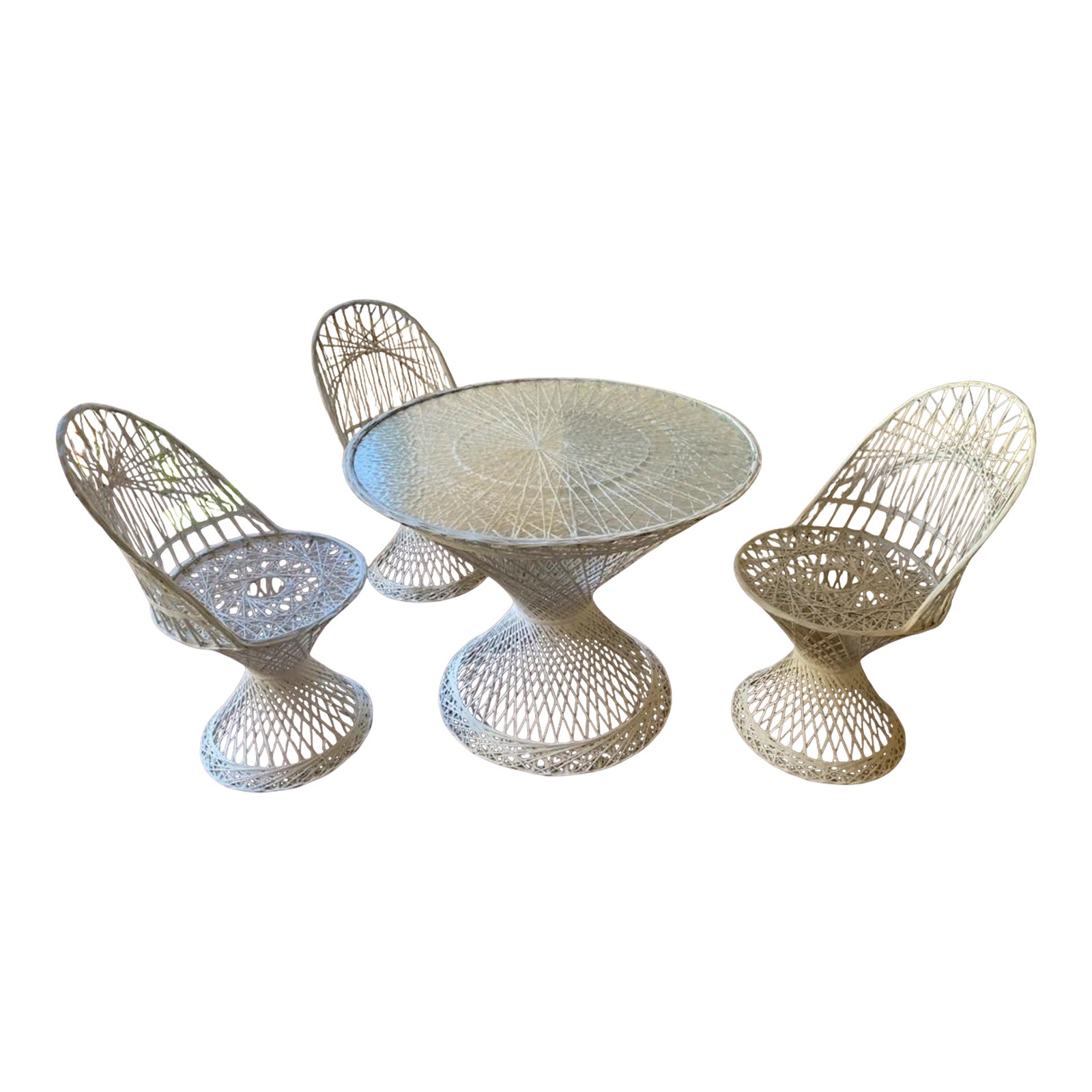 Vintage Russell Woodard Web Spun Fiberglass Patio Set- 3 Chairs and ...