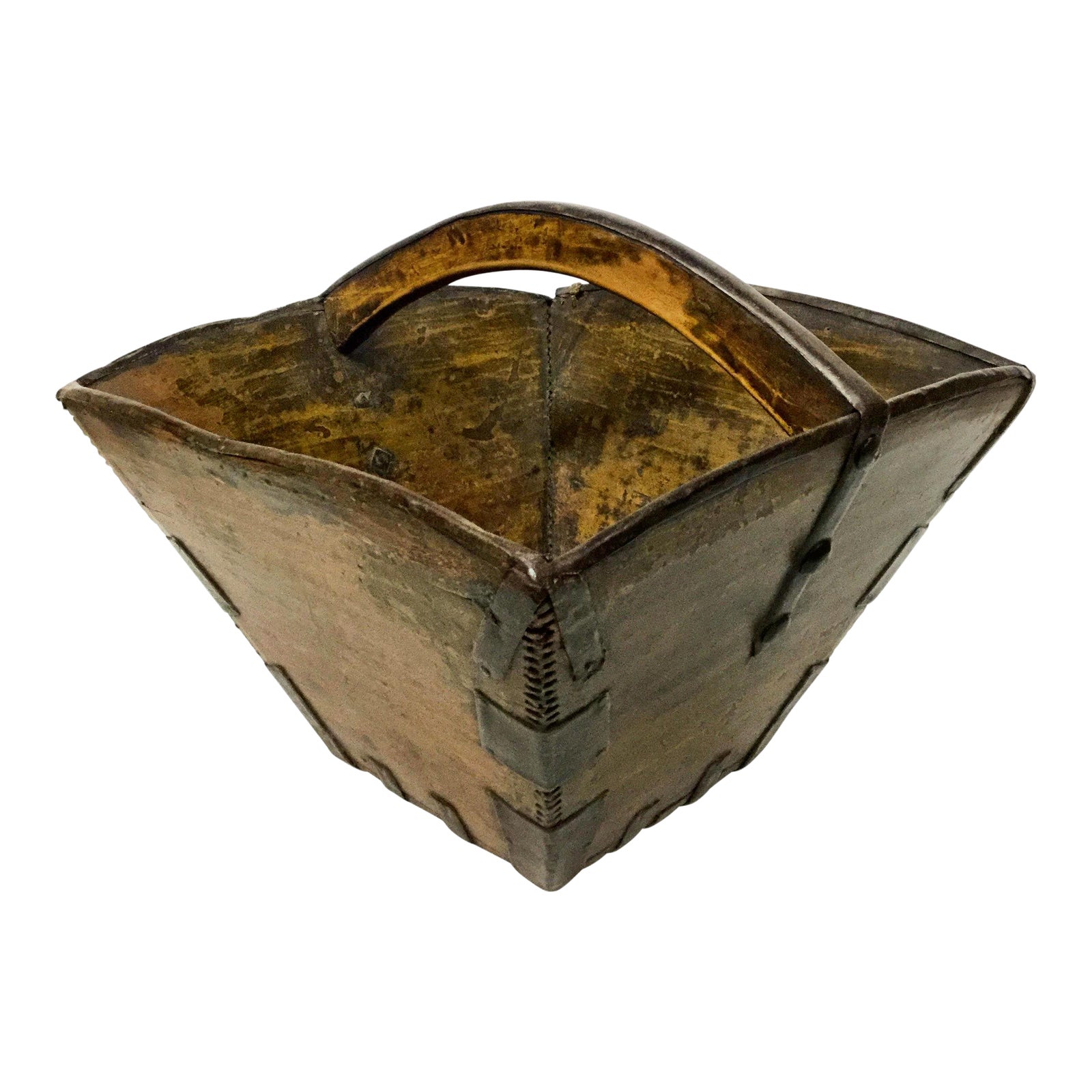 20th Century Chinese Wood & Metal Rice Bucket | Chairish