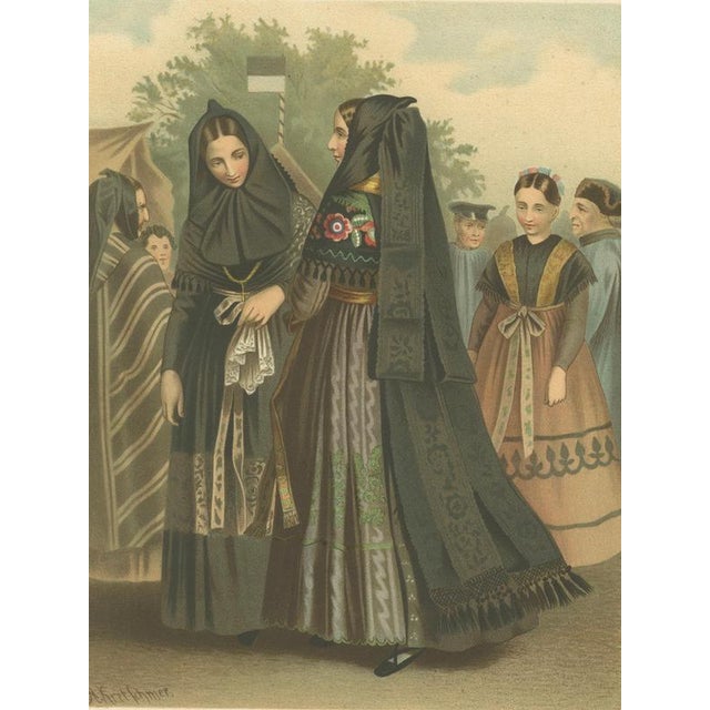Albert Kretschmer, Annaberg Traditional Costume, 1875, Chromolitograph ...