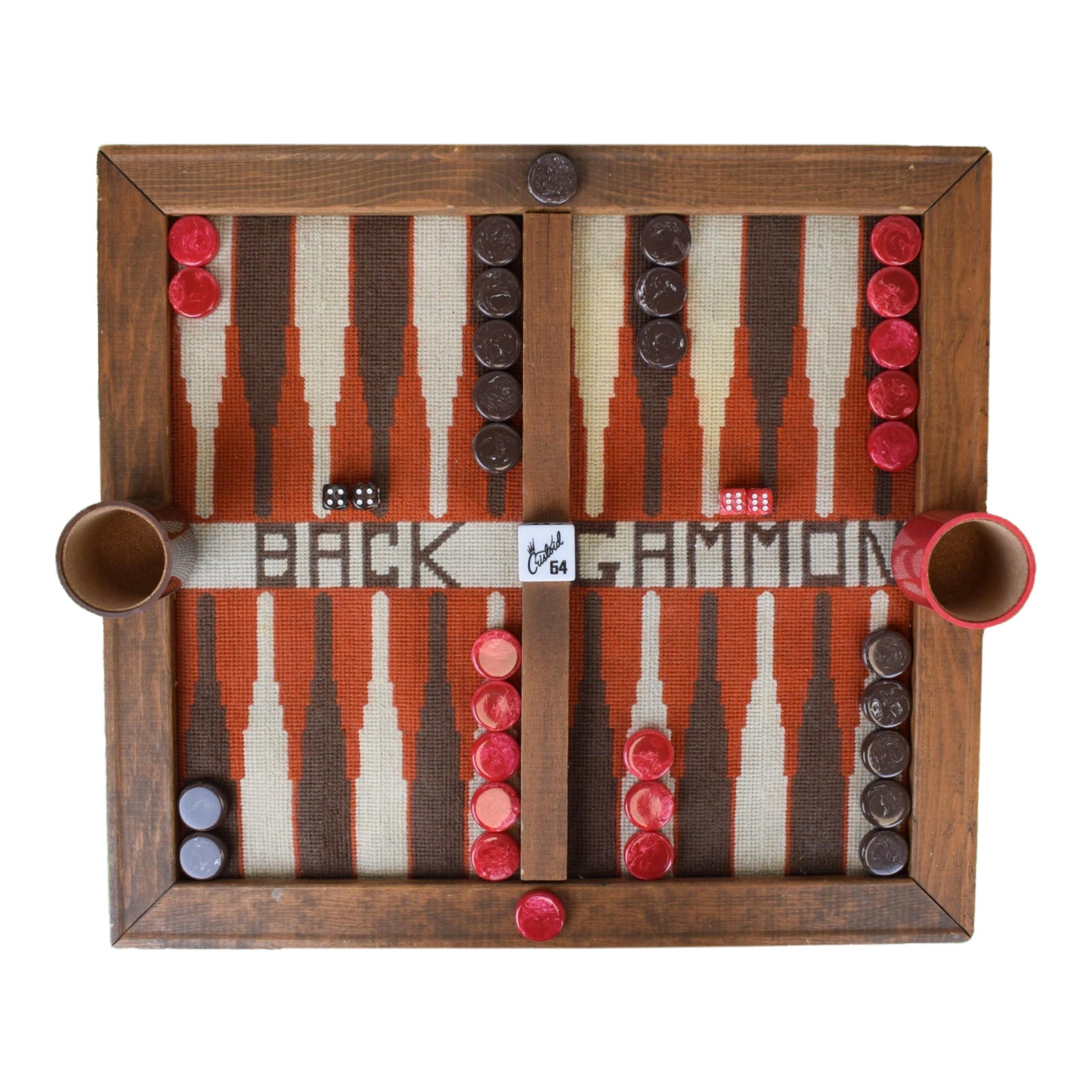 Late 20th Century Hand-Needlepoint Backgammon Board | Chairish
