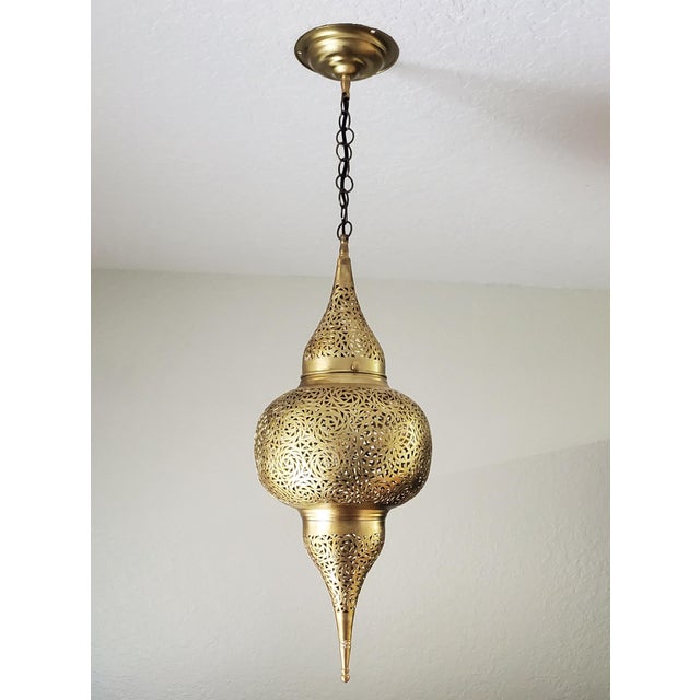 Contemporary Moroccan Ceiling Copper Lamp / Lantern, Double Drop | Chairish