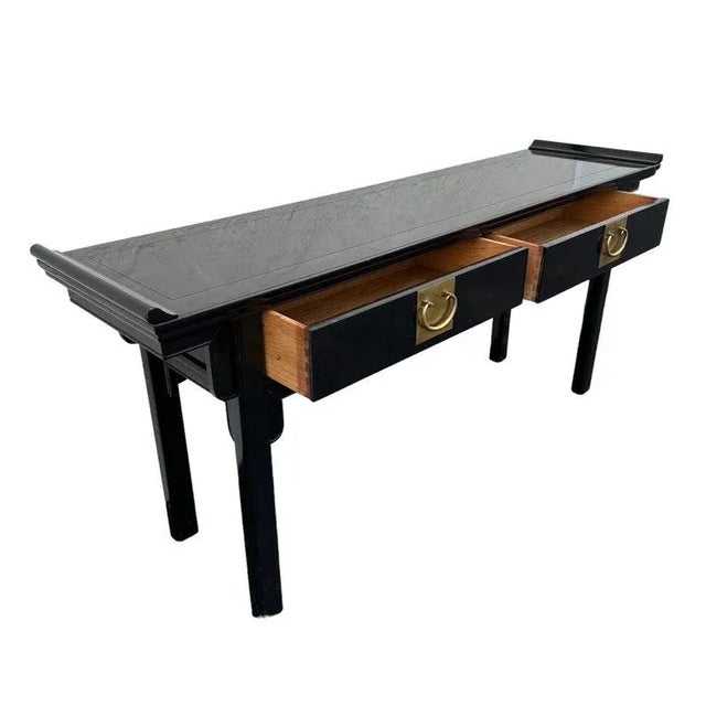 Black Chinoiserie Console Table by Century Furniture With Brass Asian ...