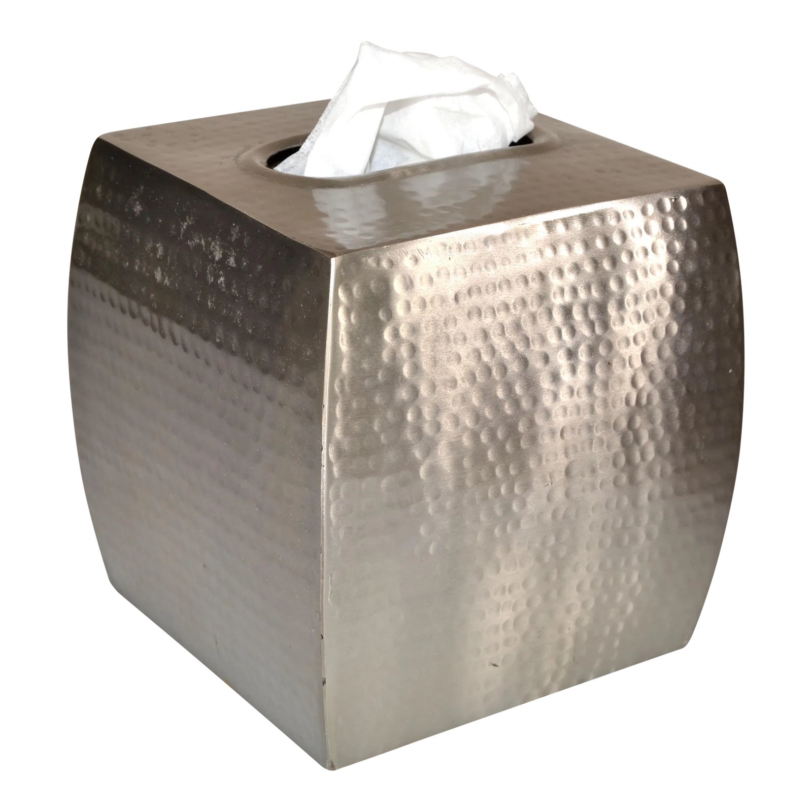 Vintage Cube Hand Hammered Stainless Steel Tissue Boutique Box Cover ...
