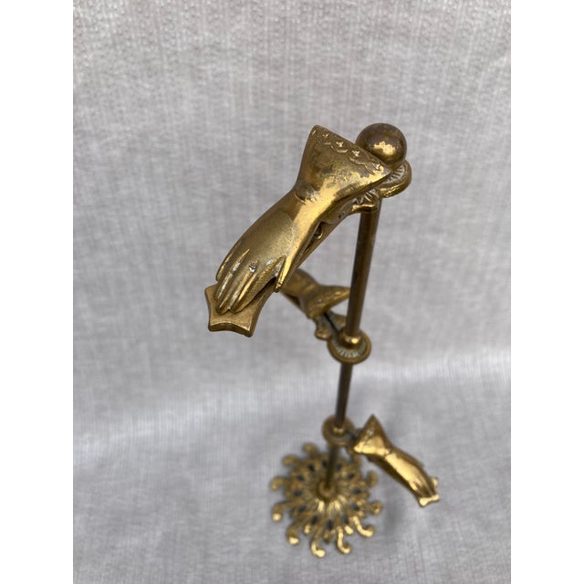 Vintage Brass Hand Note Card Holder Stand | Chairish