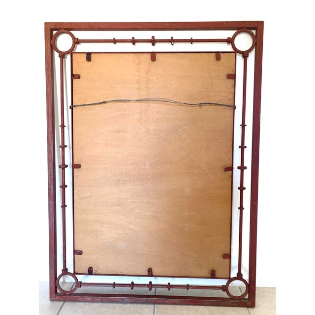 1950s Burnt Sienna Wrought Iron Rectangular Wall Mirror | Chairish