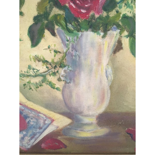Circa 1944 Red Roses Still Life Oil Painting by Dorothy Stratton | Chairish