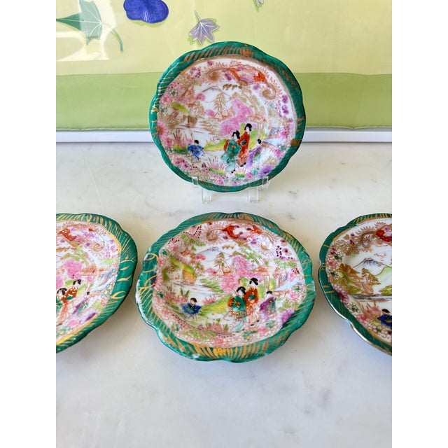 Vintage Handmade and Hand Painted Geisha Berry Bowl and Saucer, Dessert ...