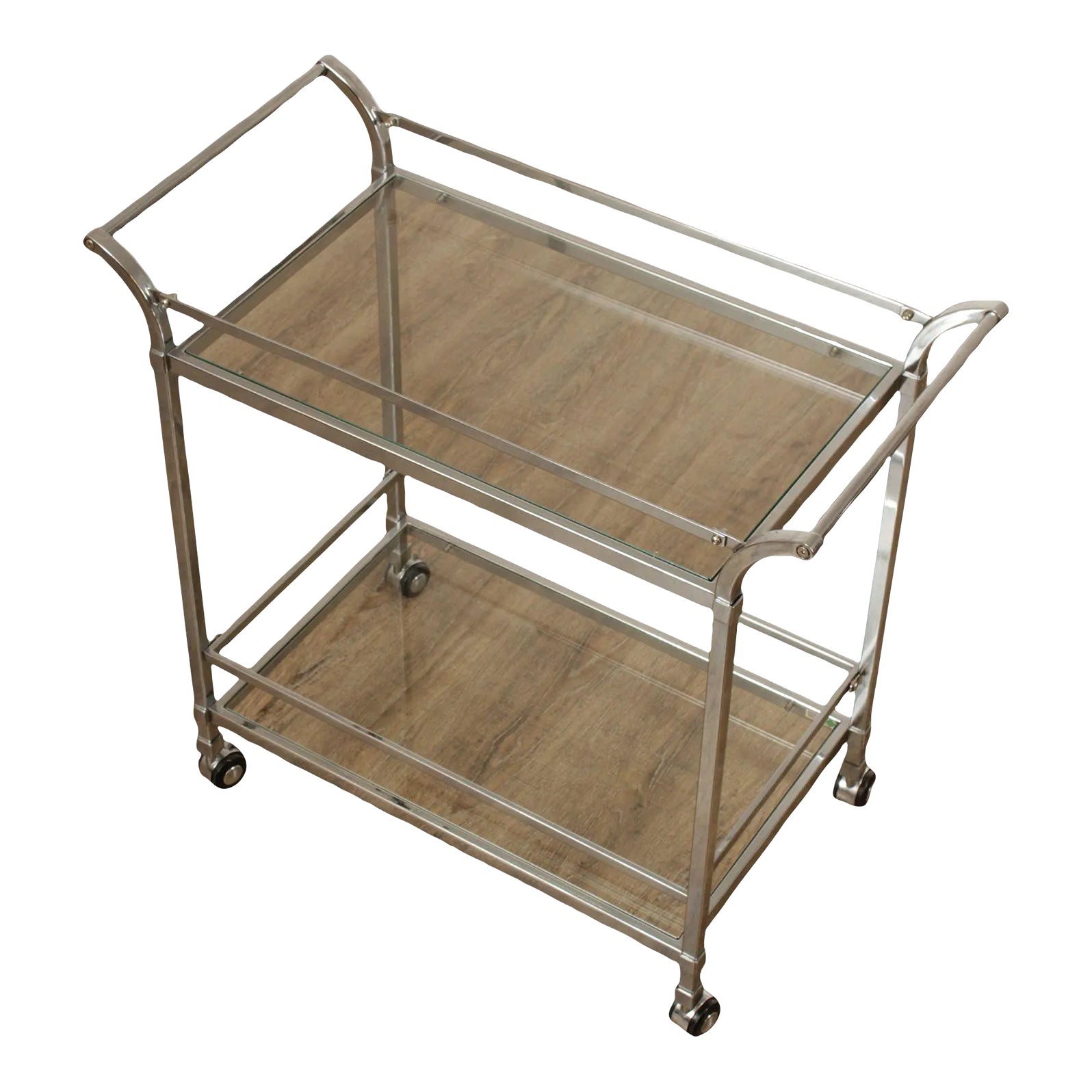 Vintage Chrome & Glass Trolley or Bar Cart | Chairish
