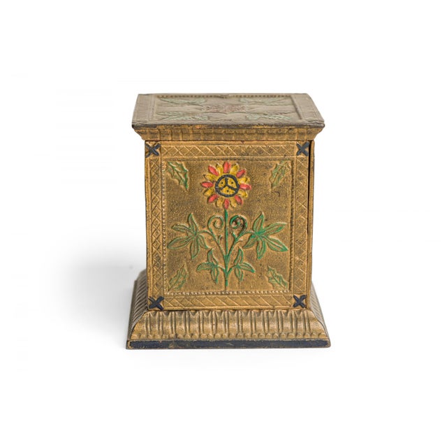 American Country Antique Cast Metal Floral Design Rectangular Coin ...