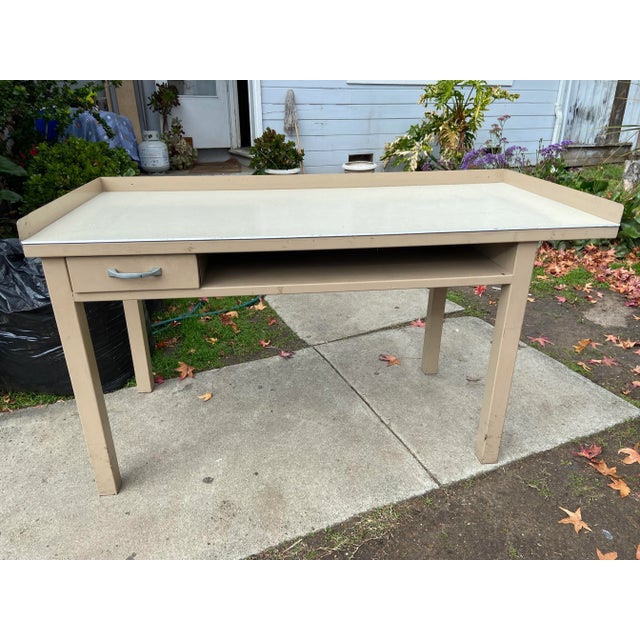 1980s Vintage Industrial Lab Metal Desk Table | Chairish