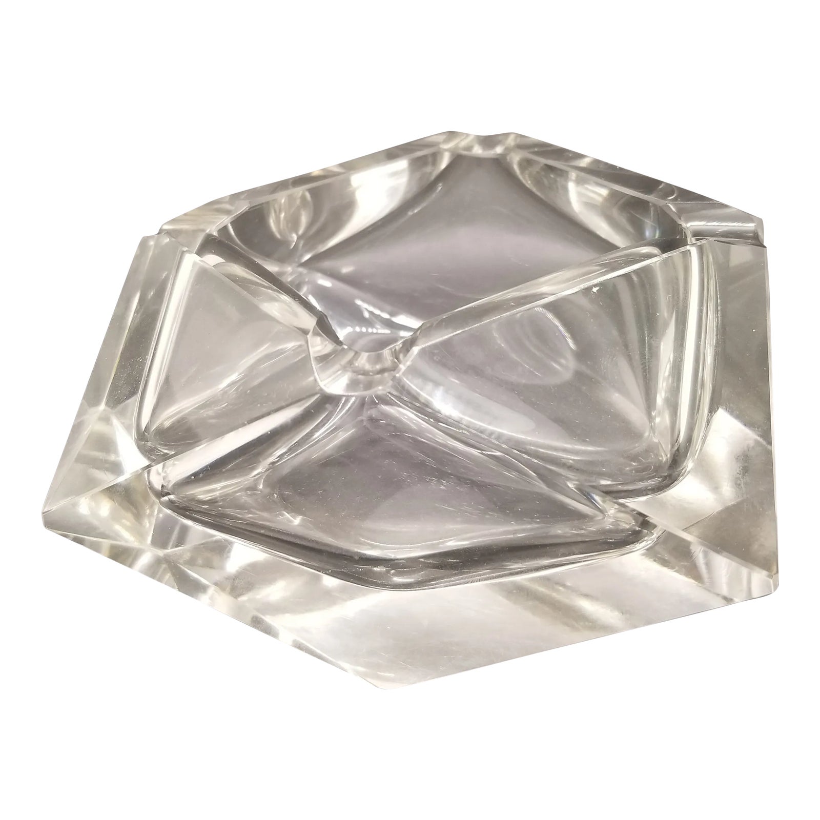 Vintage 1980s Art Deco Crystal Ashtray | Chairish