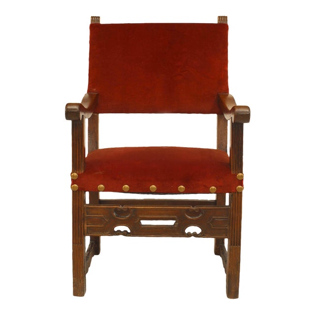 Spanish Renaissance Walnut Arm Chair | Chairish