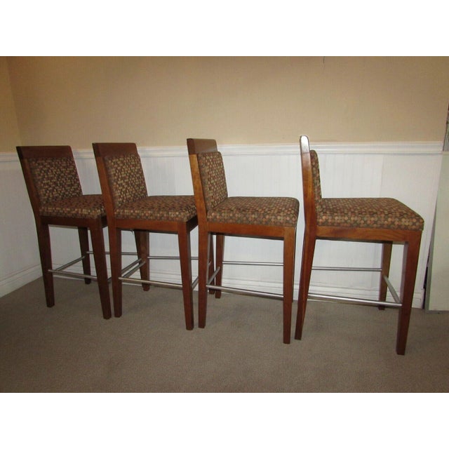 Late 20th Century Bright Chair Co. Upholstered Counter Stools - Set of ...