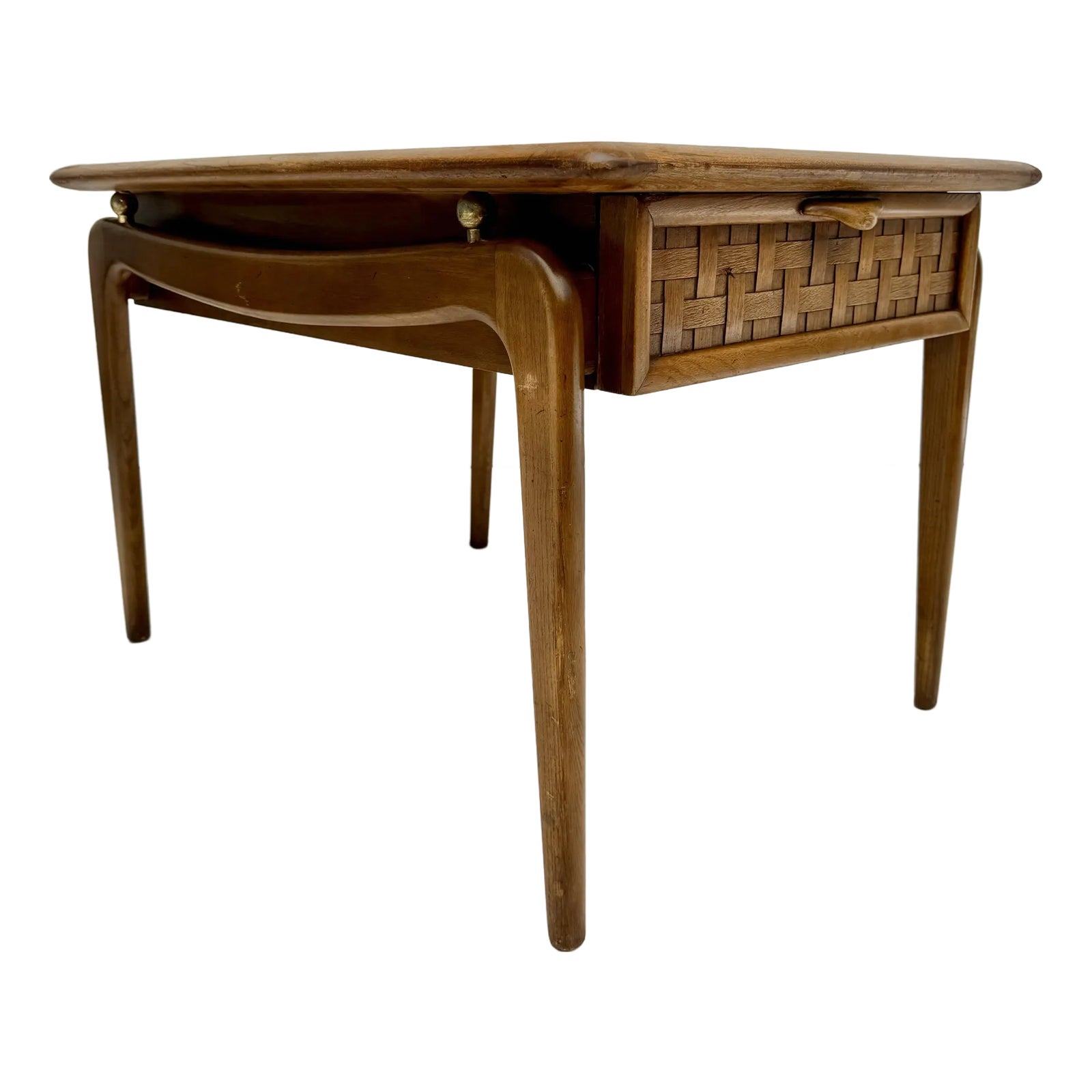 MCM Lane Perception Sculptural Side Table Nightstand With Basketweave ...