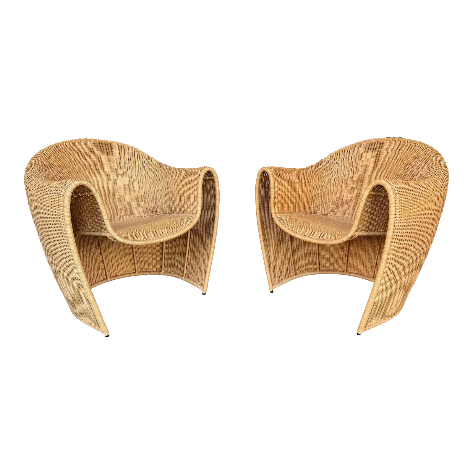 Pair of King Tubby Rattan Armchairs by Platt & Young for Driade, Italy ...