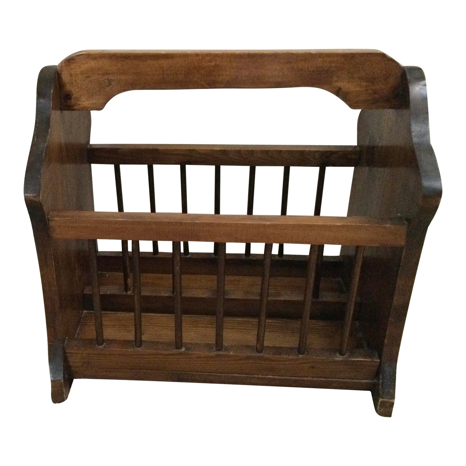 Vintage Rustic Wooden Magazine Rack/Holder | Chairish
