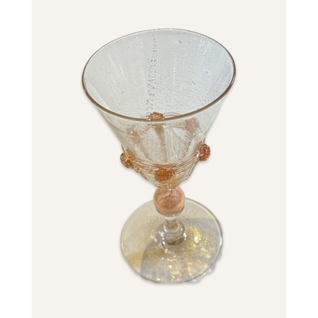 Mid 20th Century Venetian Salviati Translucent Pink and Gold Leaf ...