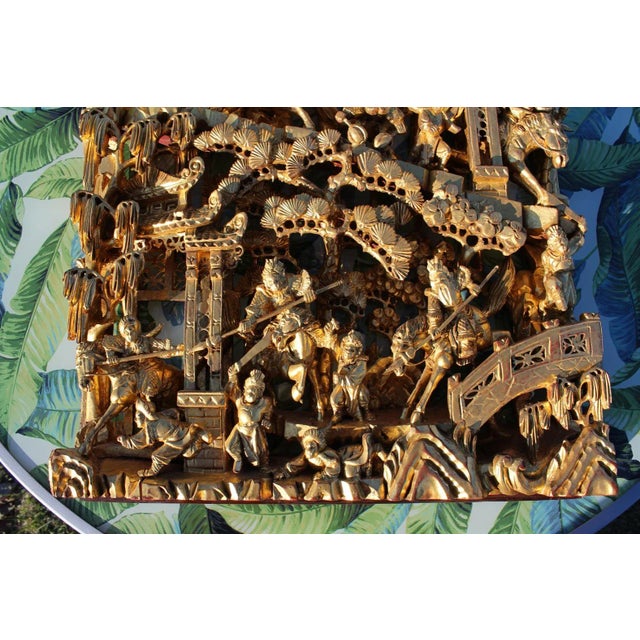 Antique Chinese Carved Gilt Wood Wall Panel | Chairish