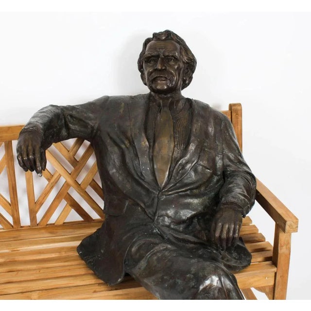Vintage Life Size Sculpture of Albert Einstein on a Garden Bench, 20th ...