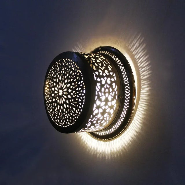 21st Century Brass Moroccan Wall / Ceiling Sconce Lamp Cover | Chairish