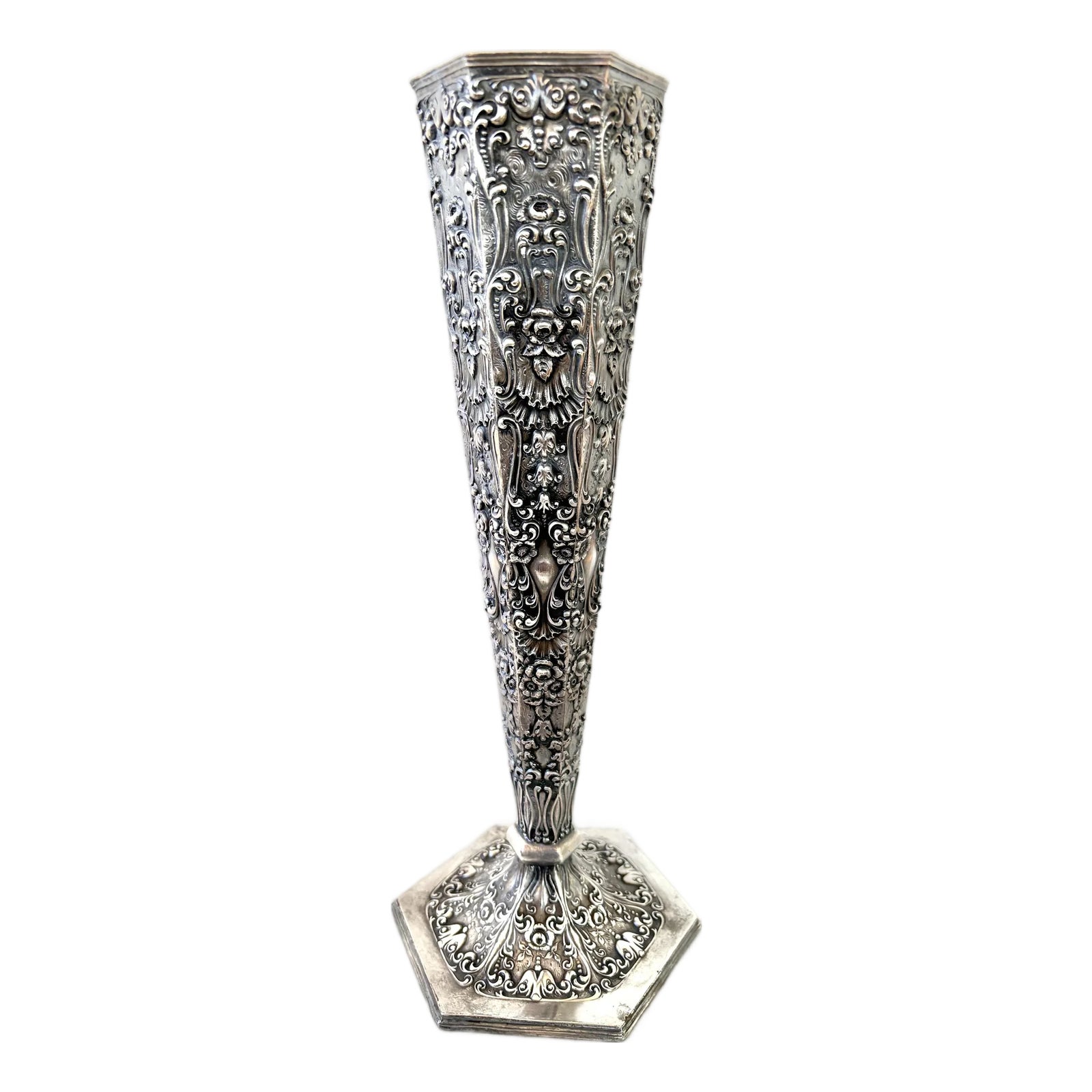 Antique Late 1800s Tall Silver Plated Flute Vase by the Barbour Silver ...
