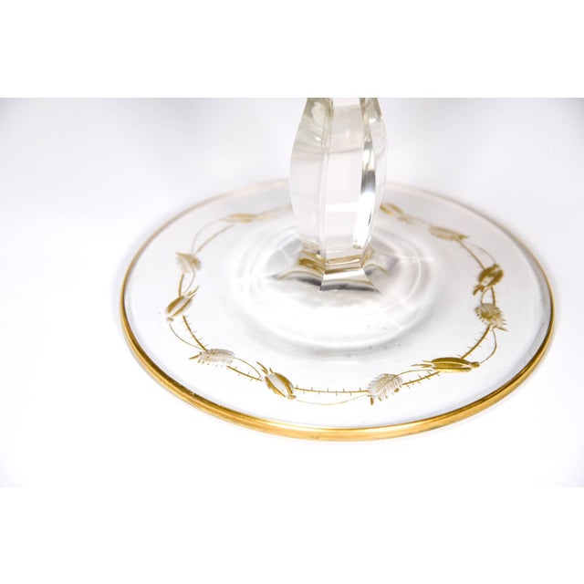 Pair of Moser Handblown Crystal Candlesticks with Intaglio Poppy ...