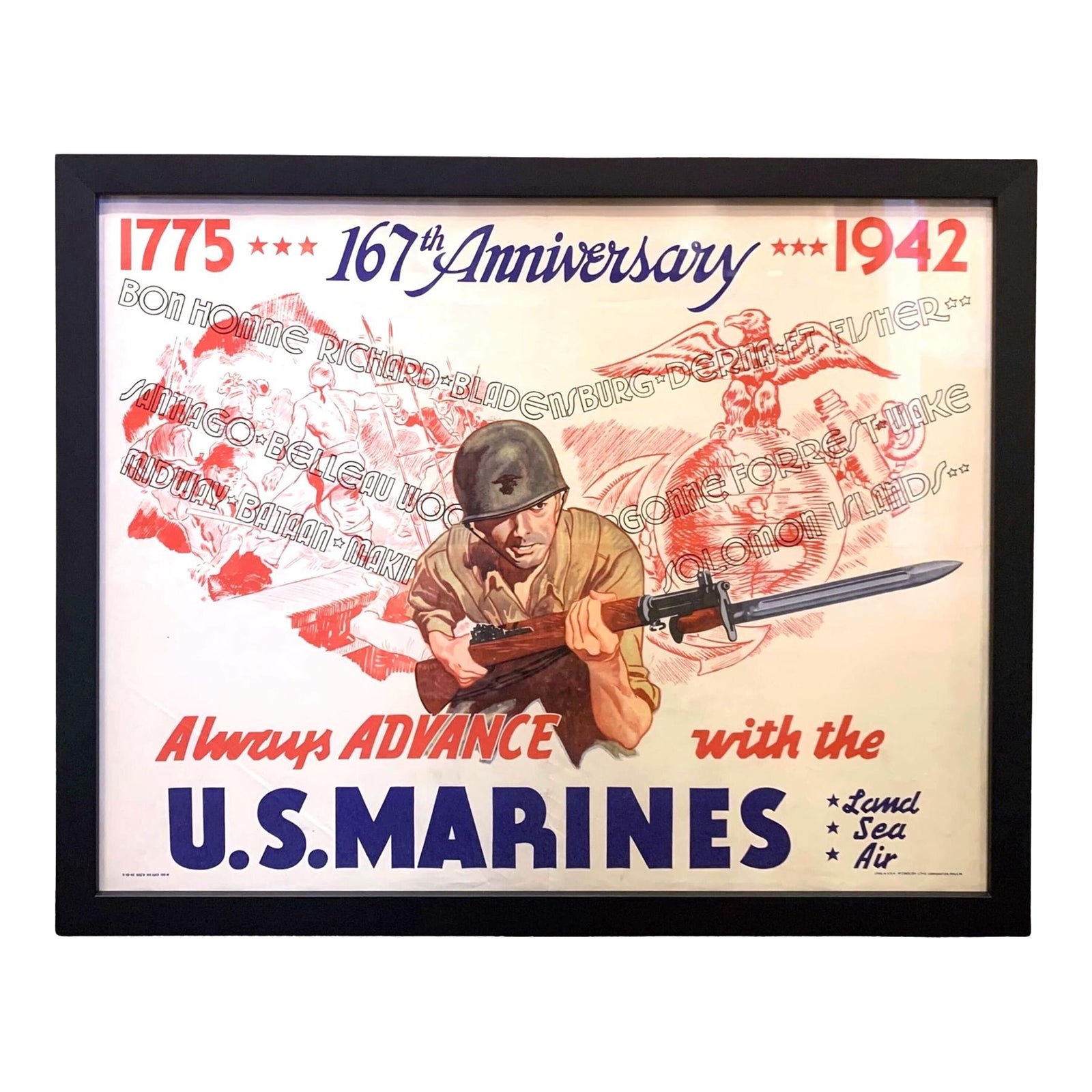 "1775- 167th Anniversary - 1942. Always Advance With the u.s. Marines ...