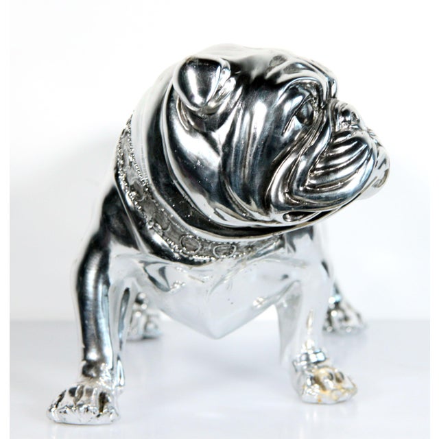 Contemporary 1990's Chrome English Bulldog Figure | Chairish