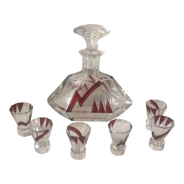 20th Century Art Deco Liqueur Set, Czech Republic 1930- 7 Pieces | Chairish