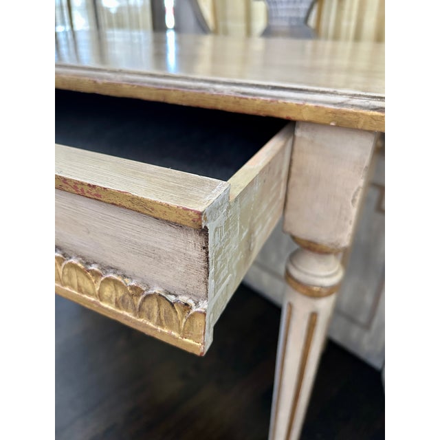 Antique French Hand Painted Parcel Gilt Table | Chairish