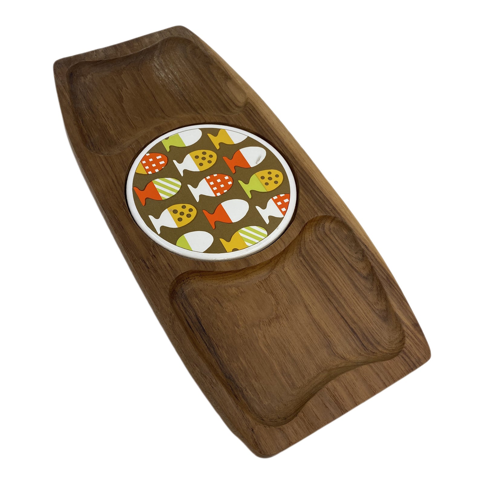 Mid Century Modern Dolphin Teakwood Cheese Tray | Chairish