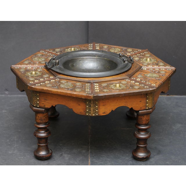 Spanish Brazier Warming Table of Brass-Bound Walnut | Chairish