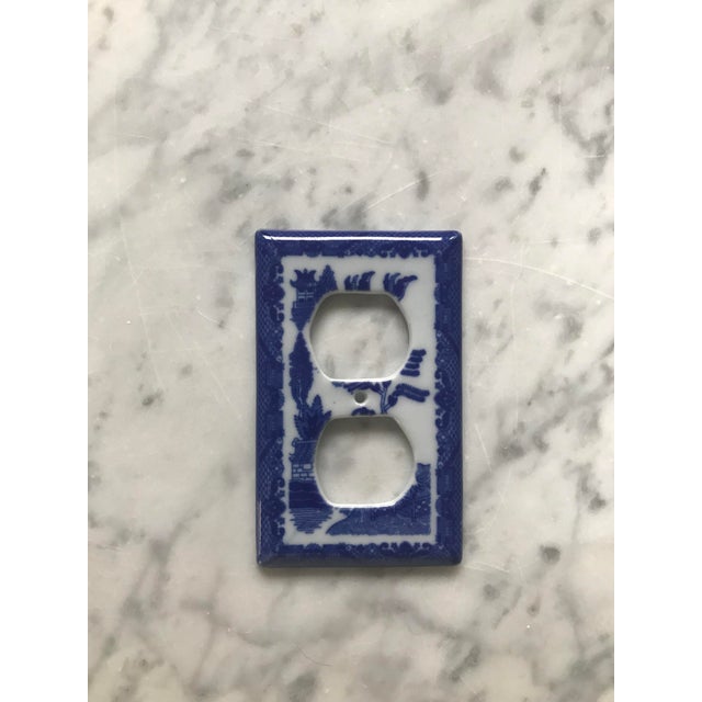 Asian Porcelain “Blue Willow” Light Switch Plate Cover Double Socket ...