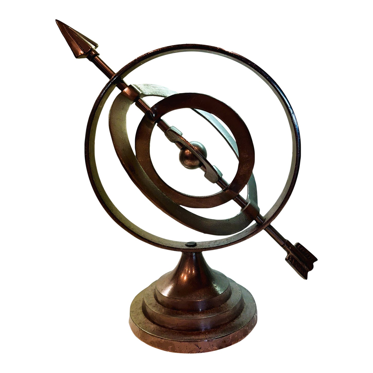 Vintage Metal Armillary Sphere With Arrow Tabletop Sculpture Globe ...